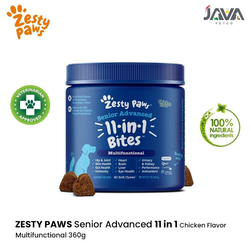 Zesty Paws Senior Advanced 11 in 1 Bites Multifunctional Multivitamin ...