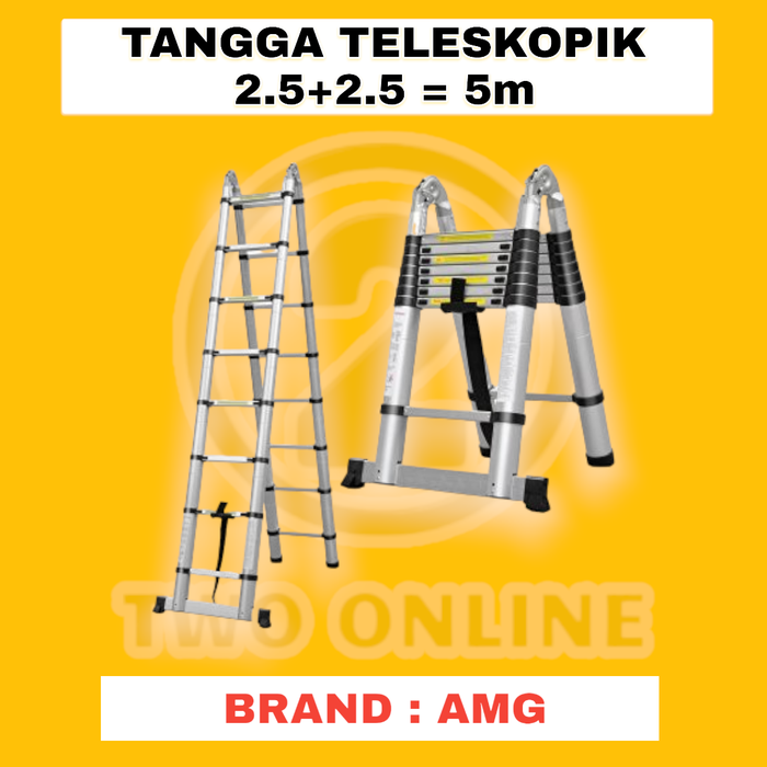 Jual Tangga Lipat Aluminium Teleskopik 5M Double Telescopic Ladder 5 ...