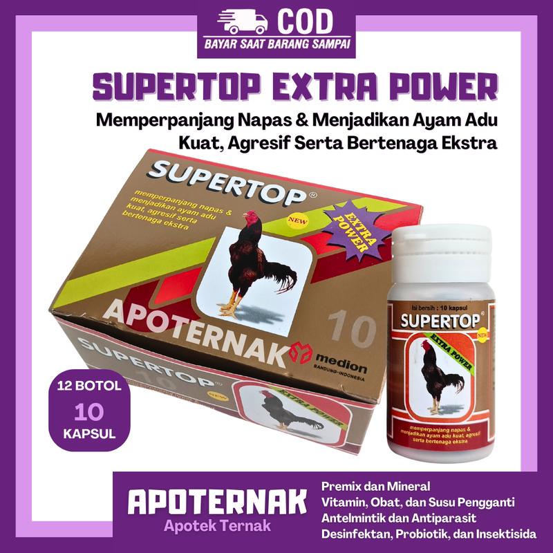 SUPER TOP 1 BOX 12 BOTOL 10 KAPSUL MEDION - Penambah Tenaga Ayam - Shop ...