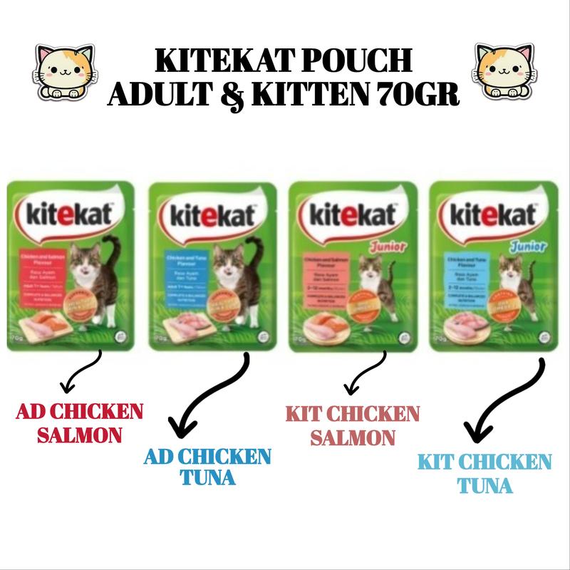Kitekat Pouch Adult Kitten Junior Chicken Salmon Tuna Lifeca - Shop ...