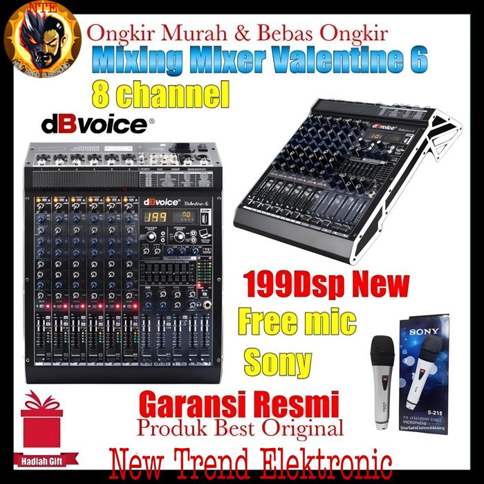 Jual Mixer Audio dBvoice Valentine 6 original 8 channel Efek 199Dsp New ...