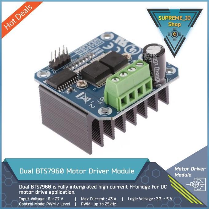 Jual DUAL BTS7960 43A HIGH CURRENT CONTROL DC MOTOR DRIVER | ARDUINO ...