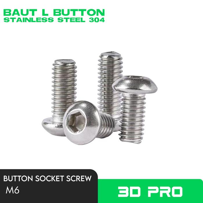 Jual Baut L Button Hex Head Screw Stainless Steel M6 8mm 10mm 12mm 16mm ...