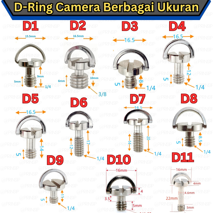 Jual D-RING SEKRUP Camera 1/4 & 3/8 Male Baut Screw Tripod Monopod ...