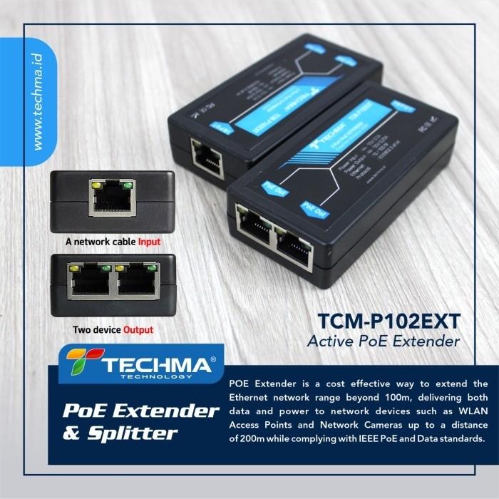 Jual TECHMA TCM-P102EXT Extender PoE Aktif dengan 2 Port Output & 1 ...
