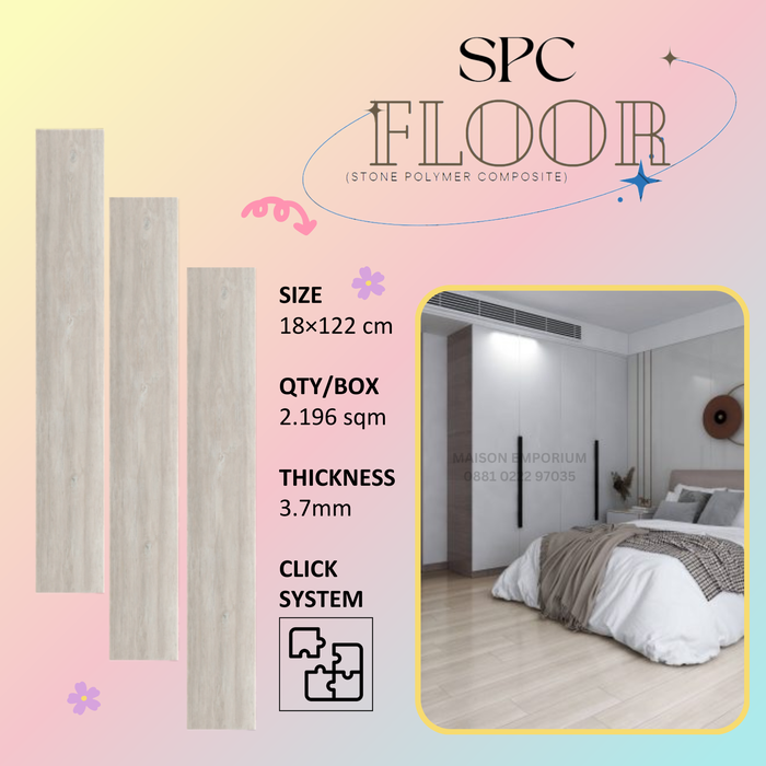 Jual SPC Lantai Klik 5mm cove viva NATURAL POPLARWOOD / SPC flooring ...