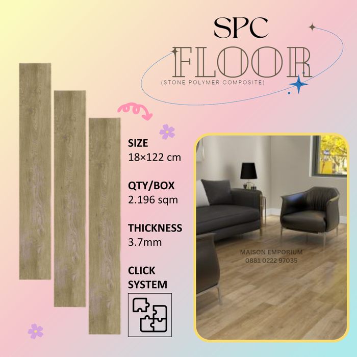 Jual SPC Lantai Klik 5mm cove viva almond firwood / SPC flooring click ...