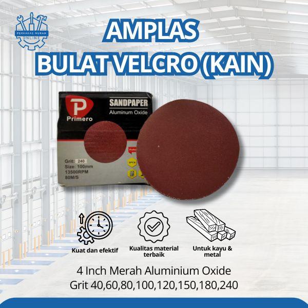 Jual Amplas Bulat Velcro (Kain) 4 Inch Red/Merah Aluminium Oxide ...