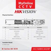 Promo DS-7608NI-M2/8P Hikvision NVR PoE 8Ch IP Camera Up To 32MP 8K ...