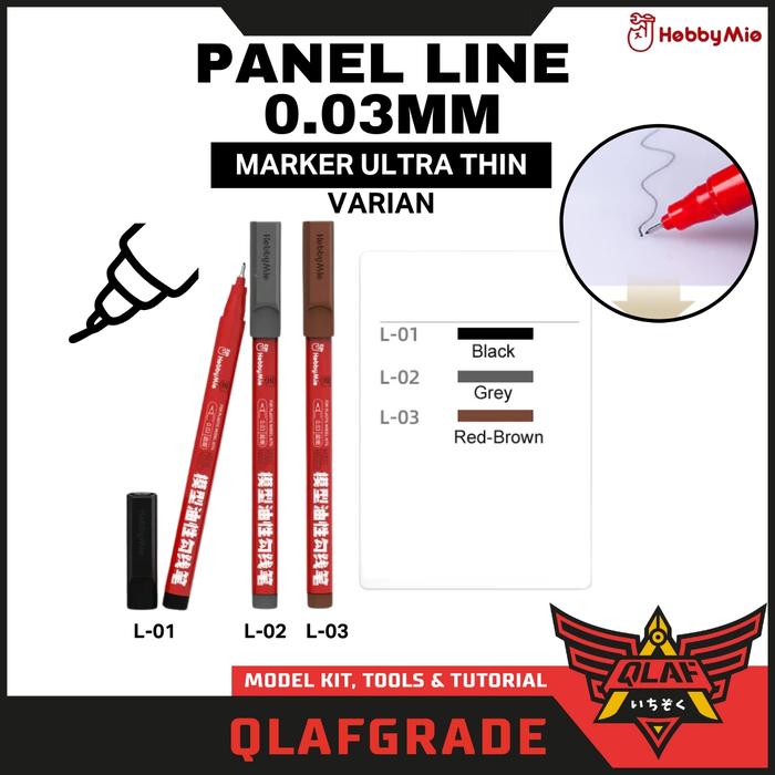 Jual Gundam Marker ULTRA THIN 0.03 mm Hobby mio - black grey gray red ...