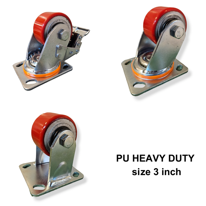 Jual Roda Pu Merah Heavy Duty Roda Caster Troli / Trolley / Troly ...
