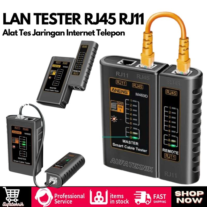 LAN Tester RJ45 RJ11 Alat Uji Kabel UTP Jaringan Internet Telepon ...