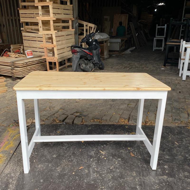 MEJA CAFE ATAU RESTO 120x60x75 KAKI PUTIH - Shop | Tokopedia