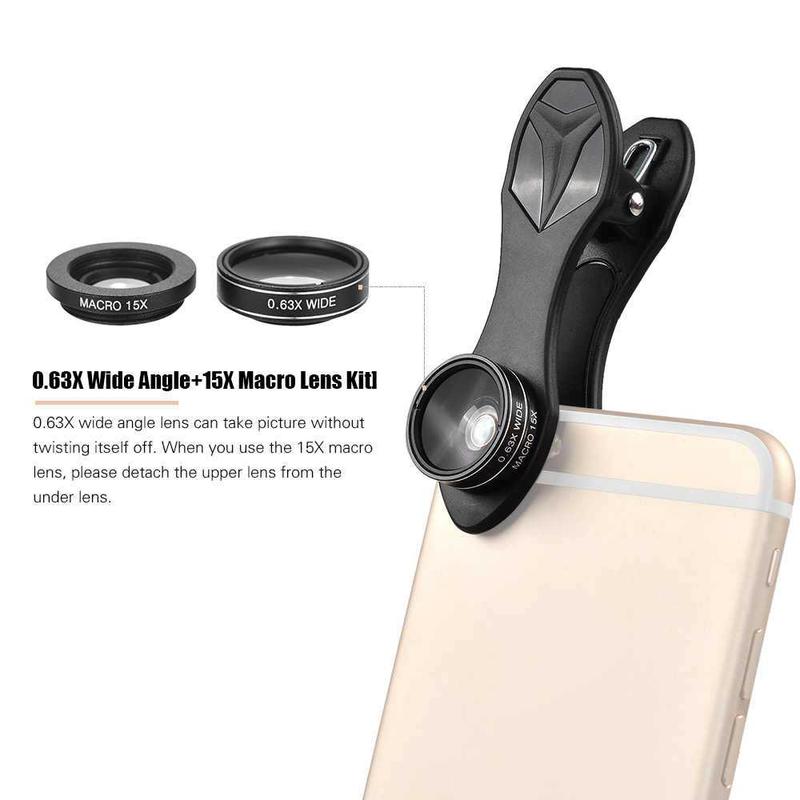 APEXEL 5 in 1 Lensa Kamera CPL Fisheye Macro Telephoto Wide Angle ...