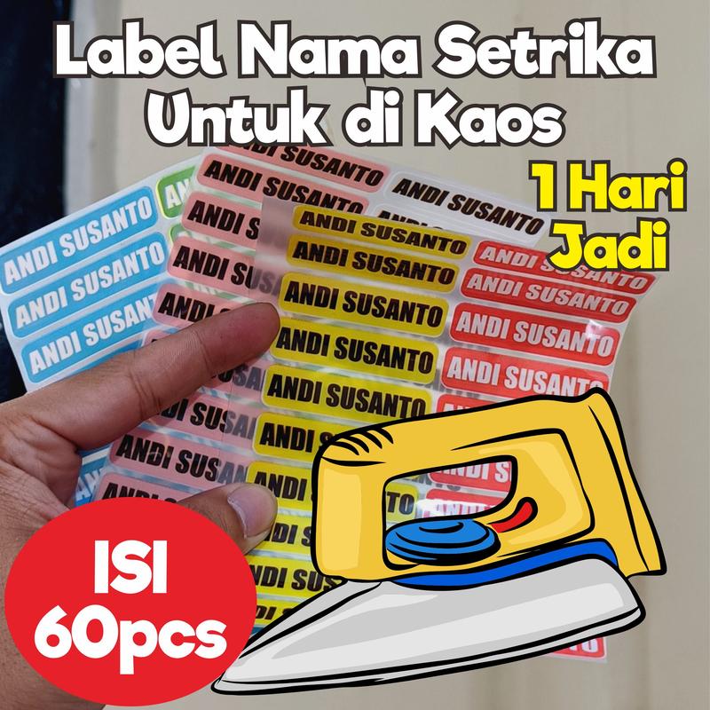 SP139 Sticker Nama Label Printing Isi 60 Pcs Untuk di Kain / Kaos ...