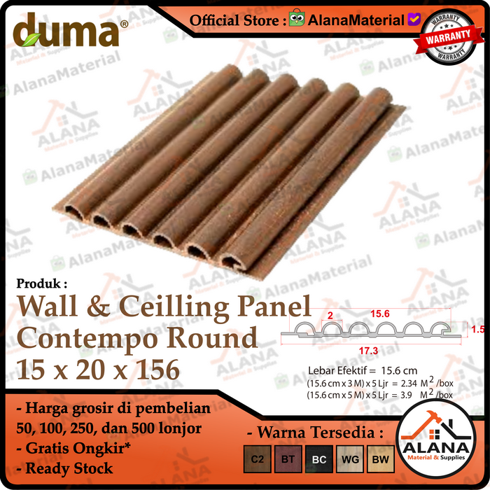 Jual Wall & Ceiling Panel Contempo Round 15 x 20 x 156 WPC merk Duma ...