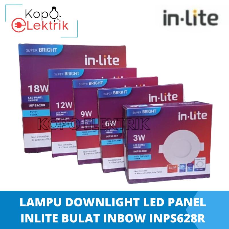 Lampu Downlight LED Panel InLite Bulat Inbow INPS628R 3W 6W 9W 12W 18W ...