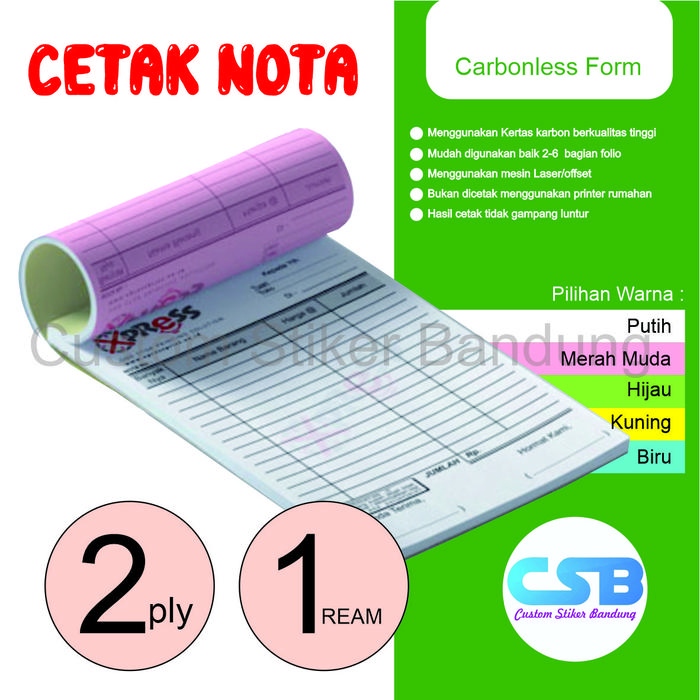 Jual CETAK NOTA 1 RIM 2 PLY / RANGKAP ( Custom NCR INVOICE BON ) 2ply ...
