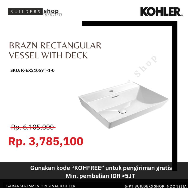 KOHLER - Brazn Rectangular Vessel With Deck Washtafel EX21059T-1-0 ...