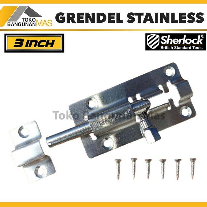 Jual Grendel Stainless 3 Inch Sherlock Slot Kunci Pintu Stainless Steel ...