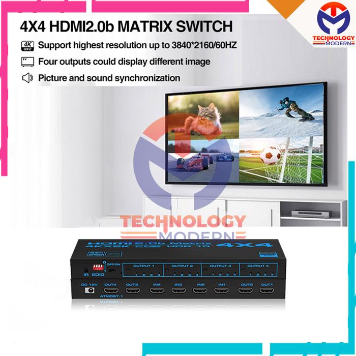 Jual 4K HDMI Matrix Switcher 4x4 (4 input-4 output) Support Audio Over ...