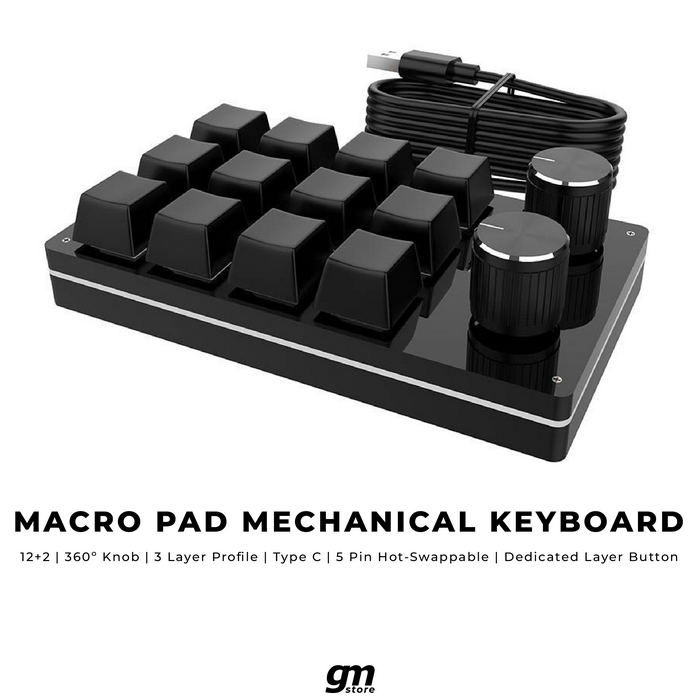 Jual Macropad Hot-Swappable Mechanical Keyboard 12 Key 2 Knob Shortcut ...