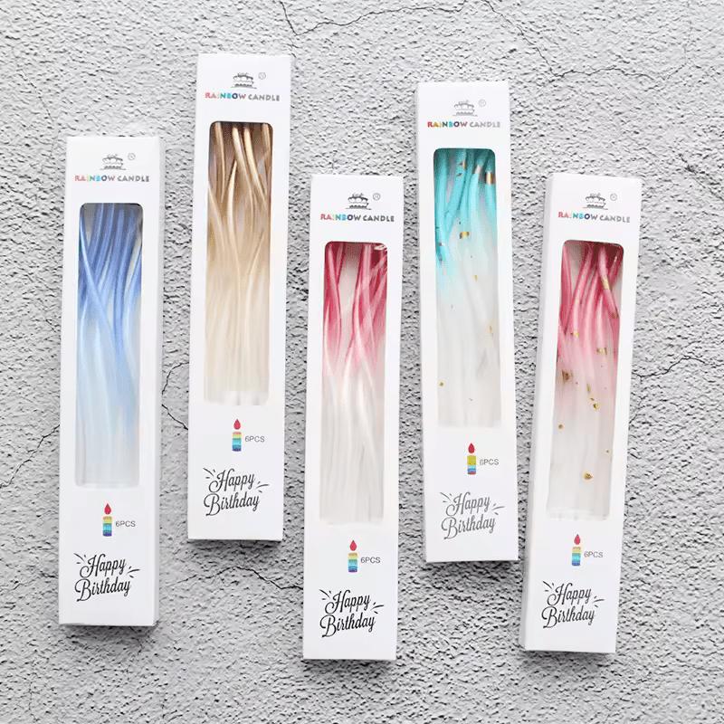 Lilin Ulang Tahun Spiral isi 6 batang Two Tone Color Gradasi Warna ...