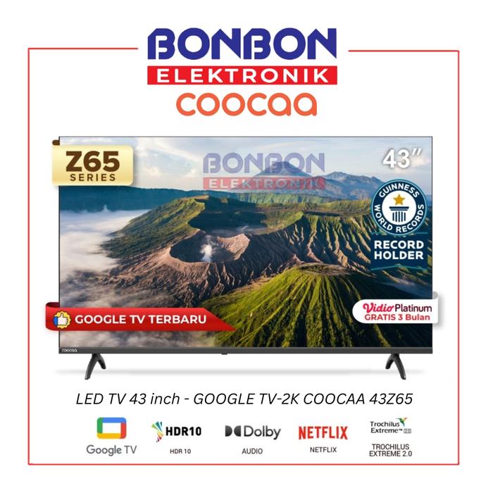 Promo COOCAA LED Smart TV 43 inch 43Z65 GOOGLE TV 2K Z65 Series Cicil 0 ...