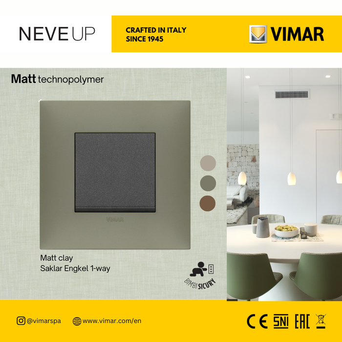 Jual Saklar Vimar Neve Up Engkel (1 gang, 1 way) - Carbon Matt - Kota ...