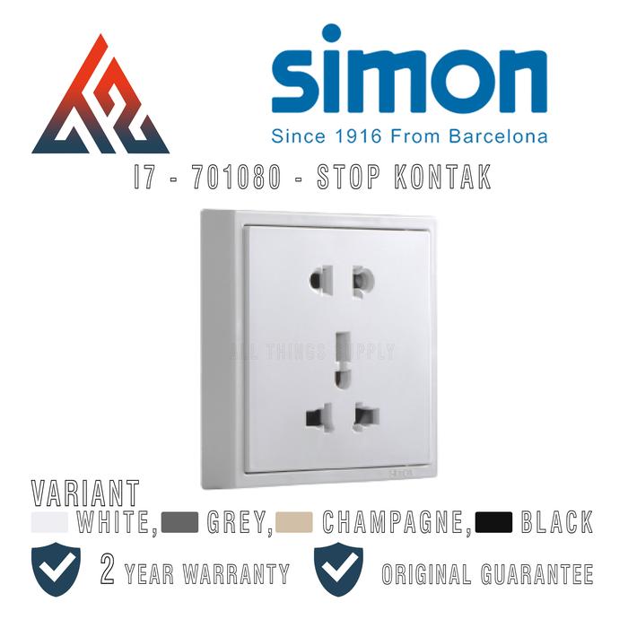 Jual Simon I7 Stop Kontak Universal + 2 Pin Socket 10A - 701080 - Putih ...