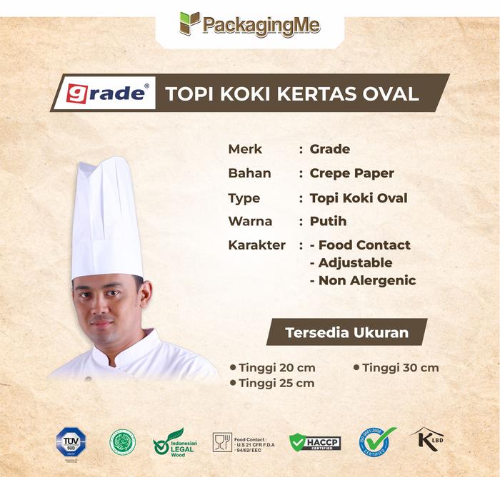 Jual GRADE Topi Koki Oval Kertas Chef Hat - 30 cm - Jakarta Selatan ...