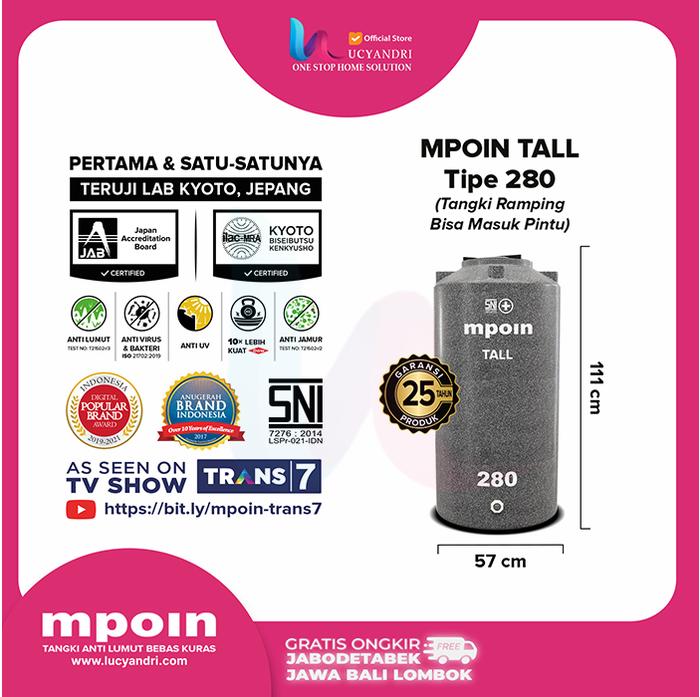 Promo Tangki Air MPOIN 300 Liter Toren 300 Tall Tandon Tanki Mpoin Plus ...