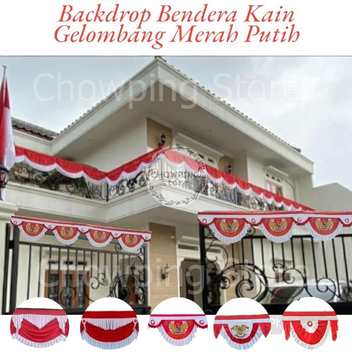 Jual Backdrop Bendera Kain Gelombang Merah Putih Dirgahayu HUT RI ...