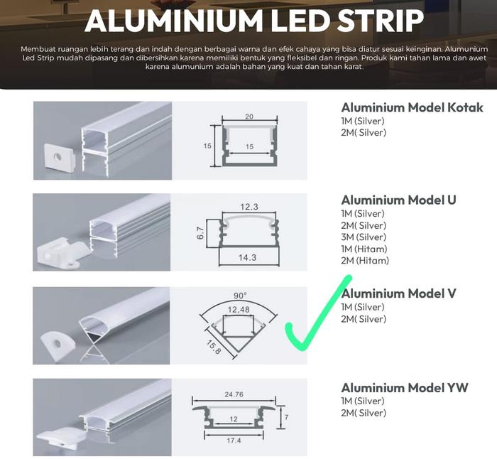 Jual HOUSING ALUMINIUM LED STRIP / RUMAH LED STRIP / REL LED STRIP 1 ...