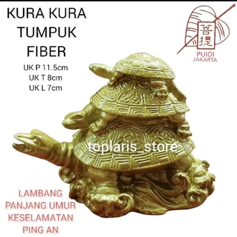 Patung Kura Kura Tumpuk Fengshui Fiber Emas - Shop | Tokopedia