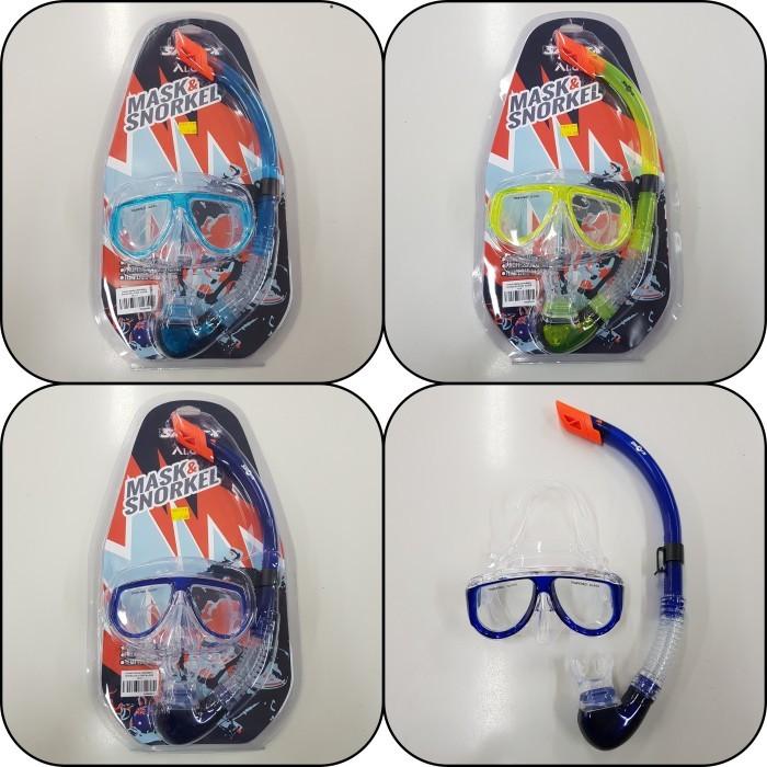 Jual Masker mask + snorkle snorkel diving shark shorx silicone alger ...