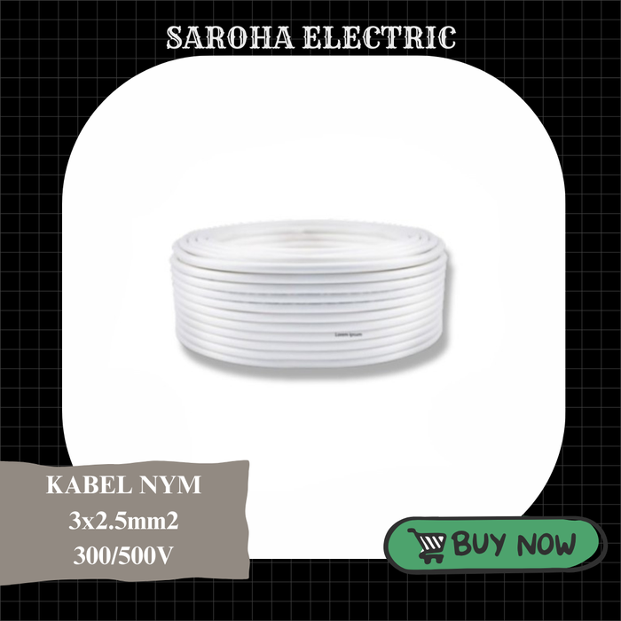 Jual KABEL NYM 3x2.5mm2 (Re) Solid 300/500V White Colour *KABELMETAL ...