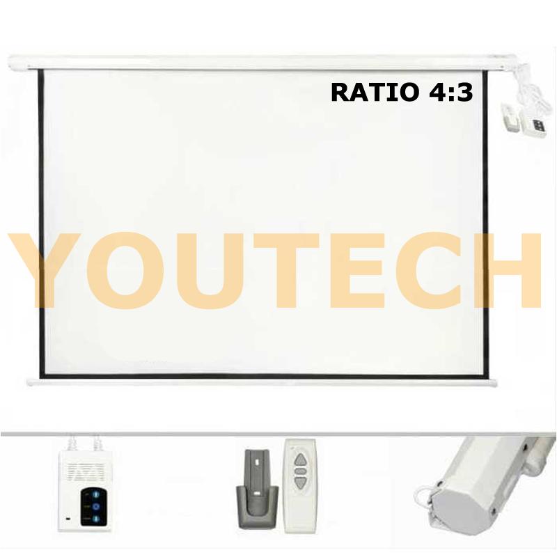 Layar Proyektor Motorized 150" Ratio 4:3 Screen Projector Remote 150 ...