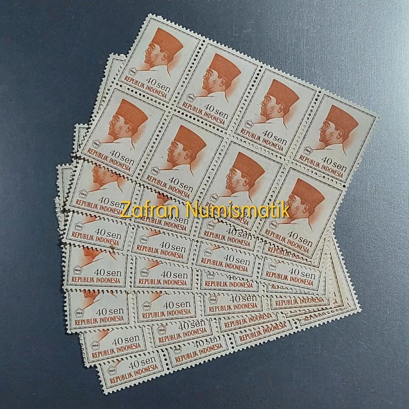 Perangko Blok 8 Pcs Presiden Soekarno Rp 40 Sen Tahun 1966 - Shop ...