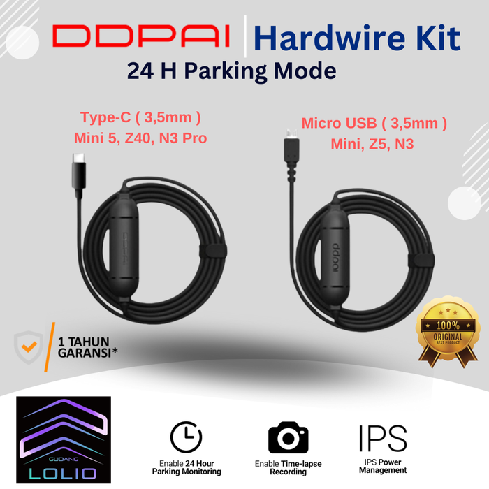 Jual DDPAI DashCam Hardwire Kit N3/Mini/Z40/N3pro GPS Cable for 24 ...