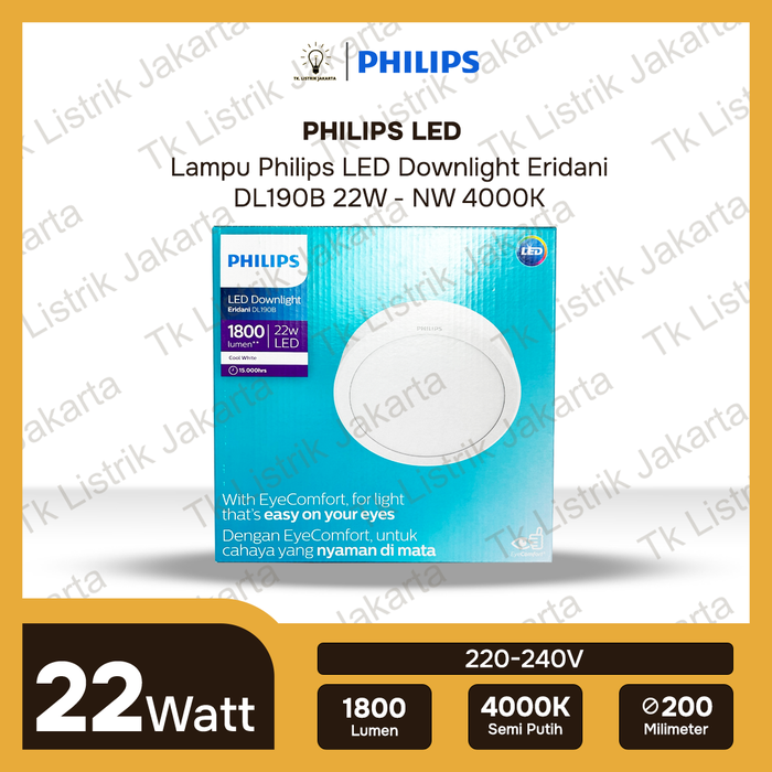 Promo Lampu LED Downlight Plafon Outbow Philips Eridani 22W 8 inch ...