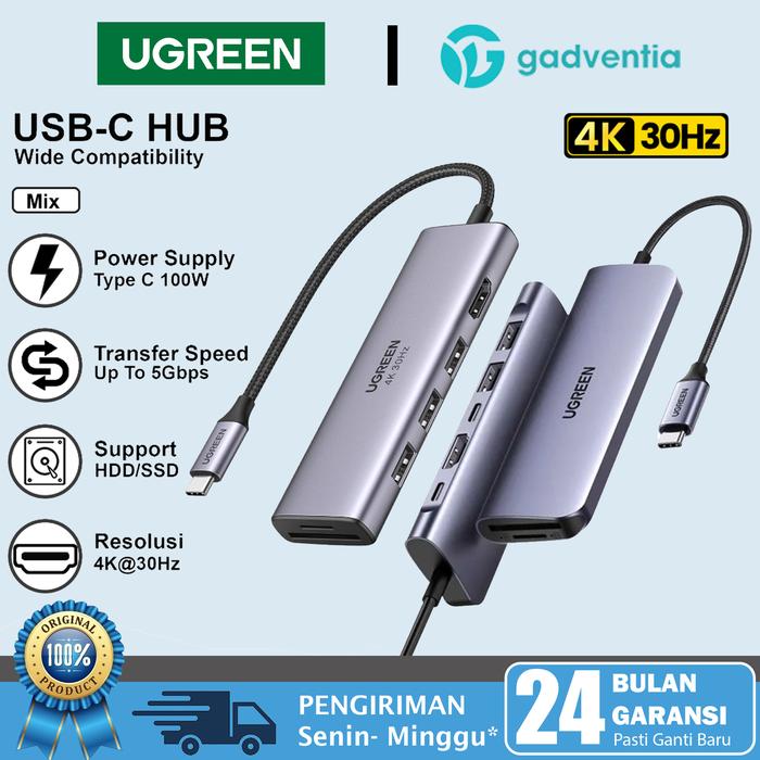 Jual UGREEN Adapter 7in1 Type C USB HUB HDMI Ethernet 100W USB 3.0 ...