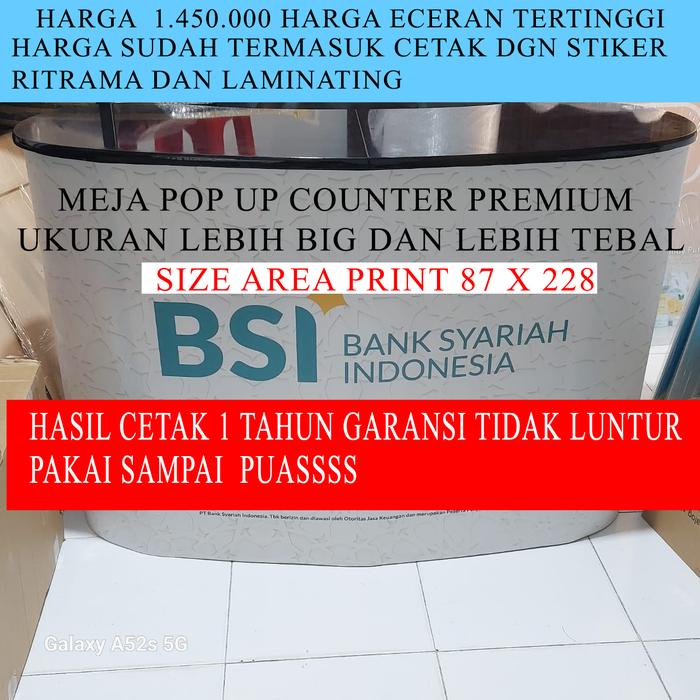 Jual Meja Pop up Counter Premium/ Pop up table Curve plus printing ...