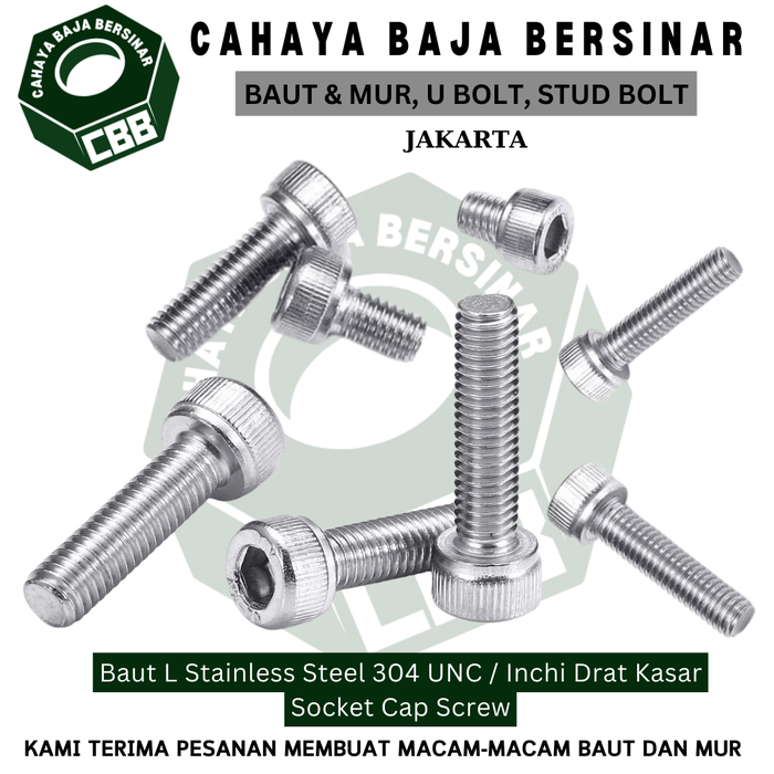 Jual Baut L Stainless Steel 304 Inchi UNC #6-32G / Inchi Drat Kasar ...