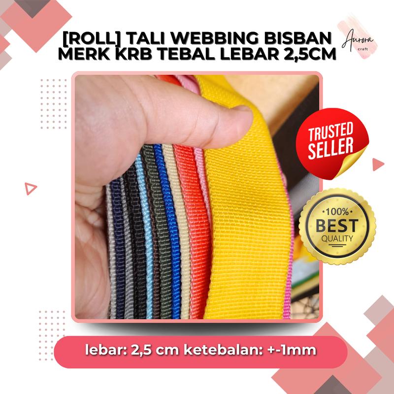 TALI WEBBING BISBAN MERK KRB TEBAL 2,5CM PER ROLL - Shop | Tokopedia
