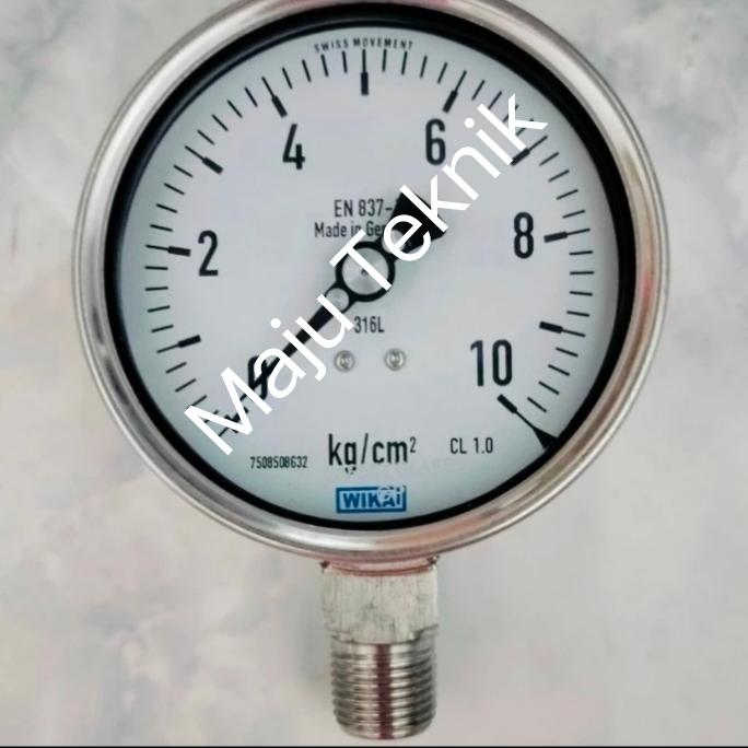 Jual WIKA Pressure Gauge D4" 0-10 kg drat 1/2" Raket full ss - Jakarta ...