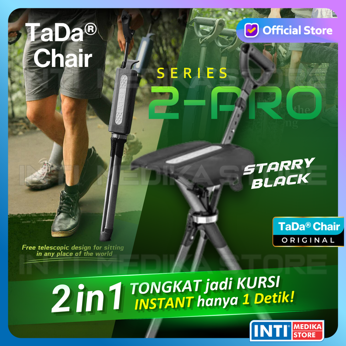 Promo TADA CHAIR - 2in1 Tongkat Lipat + Kursi Duduk GEN 2 PRO Series ...
