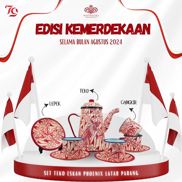 Jual Set Teko Eskan Motif Phoenix Latar Parang [ Edisi Kemerdekaan ...
