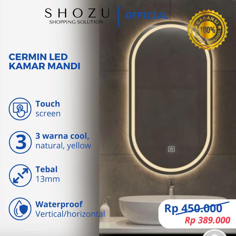 Cermin Wastafel Kamar Mandi Oval Cermin LED Touch Screen Kac - Shop ...