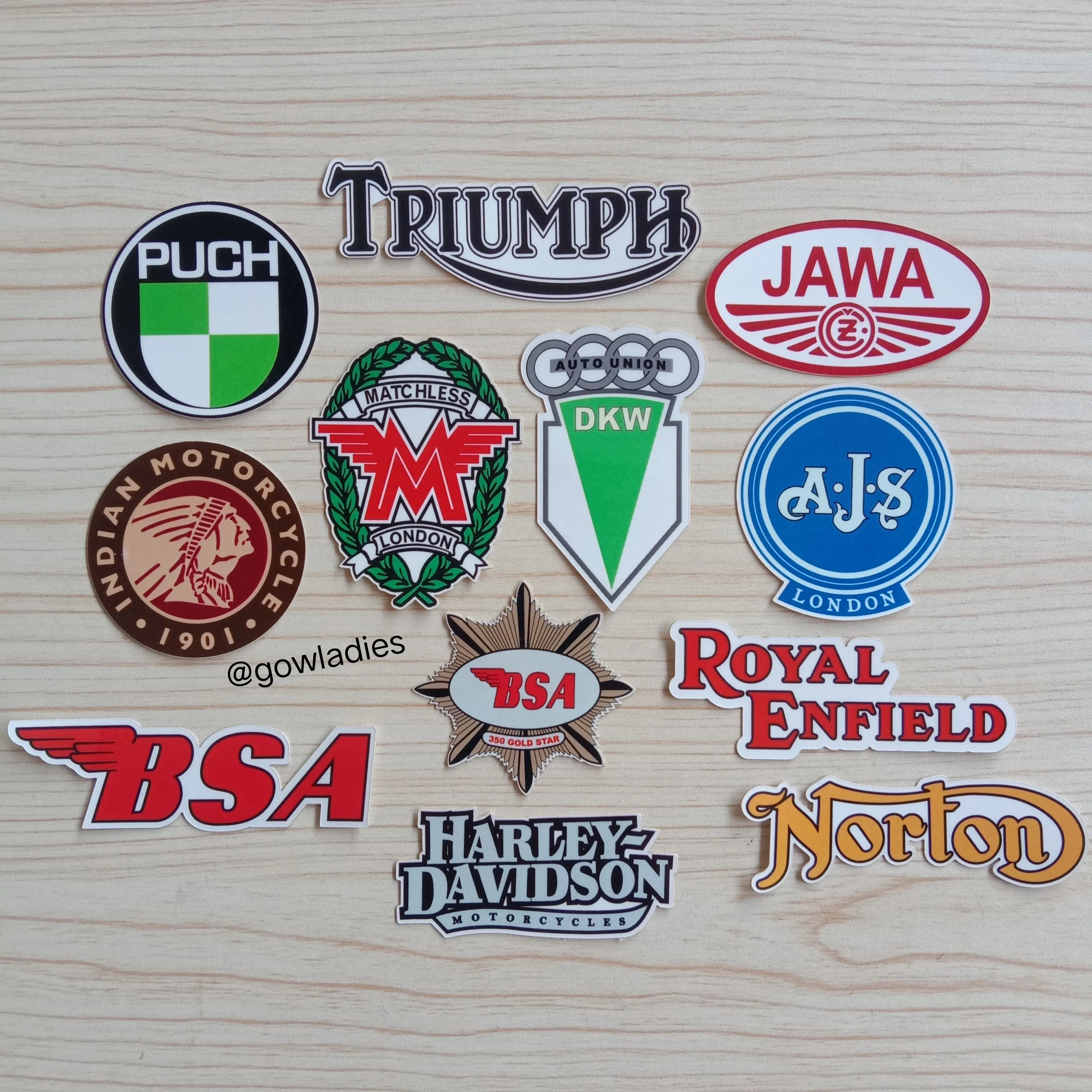 Sticker Vintage Motorcycle Triumph BSA Royal Enfield Matchless DKW ...